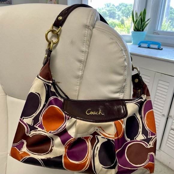 Coach | Bags | Coach Multicolor Satin Handbag | Poshmark